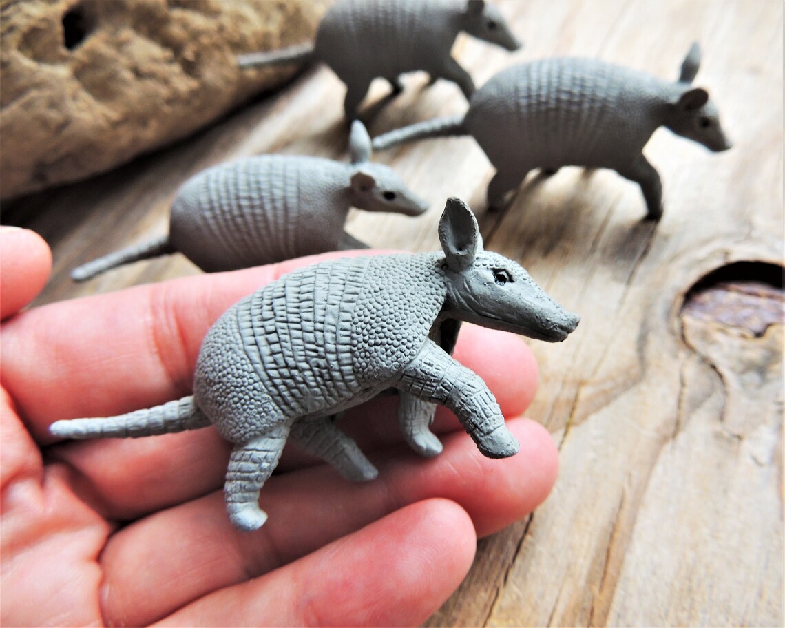 MINIATURE ARMADILLO Plastic Animals Figures Figurines Fairy Garden ...
