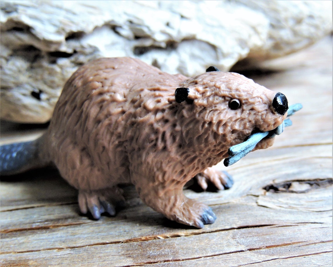 Large MINIATURE BEAVER Animals Figure Figurine Fairy Garden Diorama ...