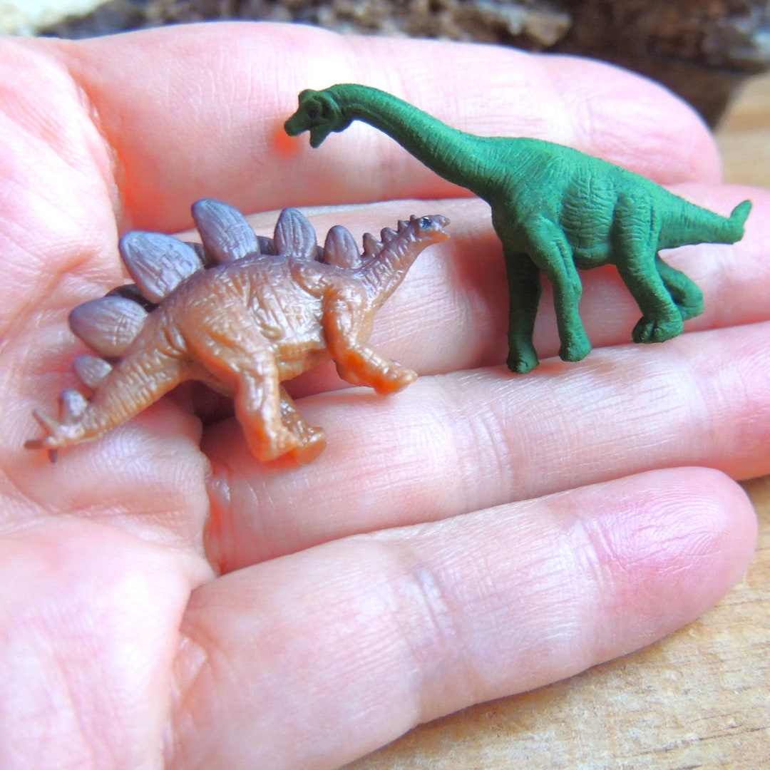 Set of 2 Tiny MINIATURES Dinosaurs Dinos Stegosaurus Brachiosaurus ...