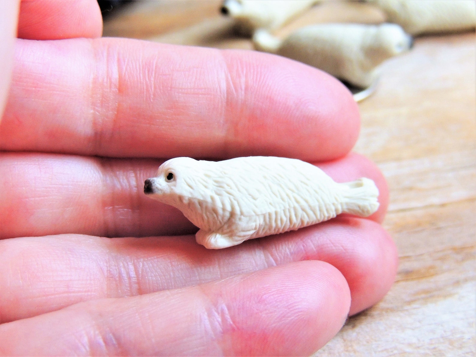 Tiny MINIATURE HARP SEAL Pup Animals Figurines Figures Terrarium Fairy ...