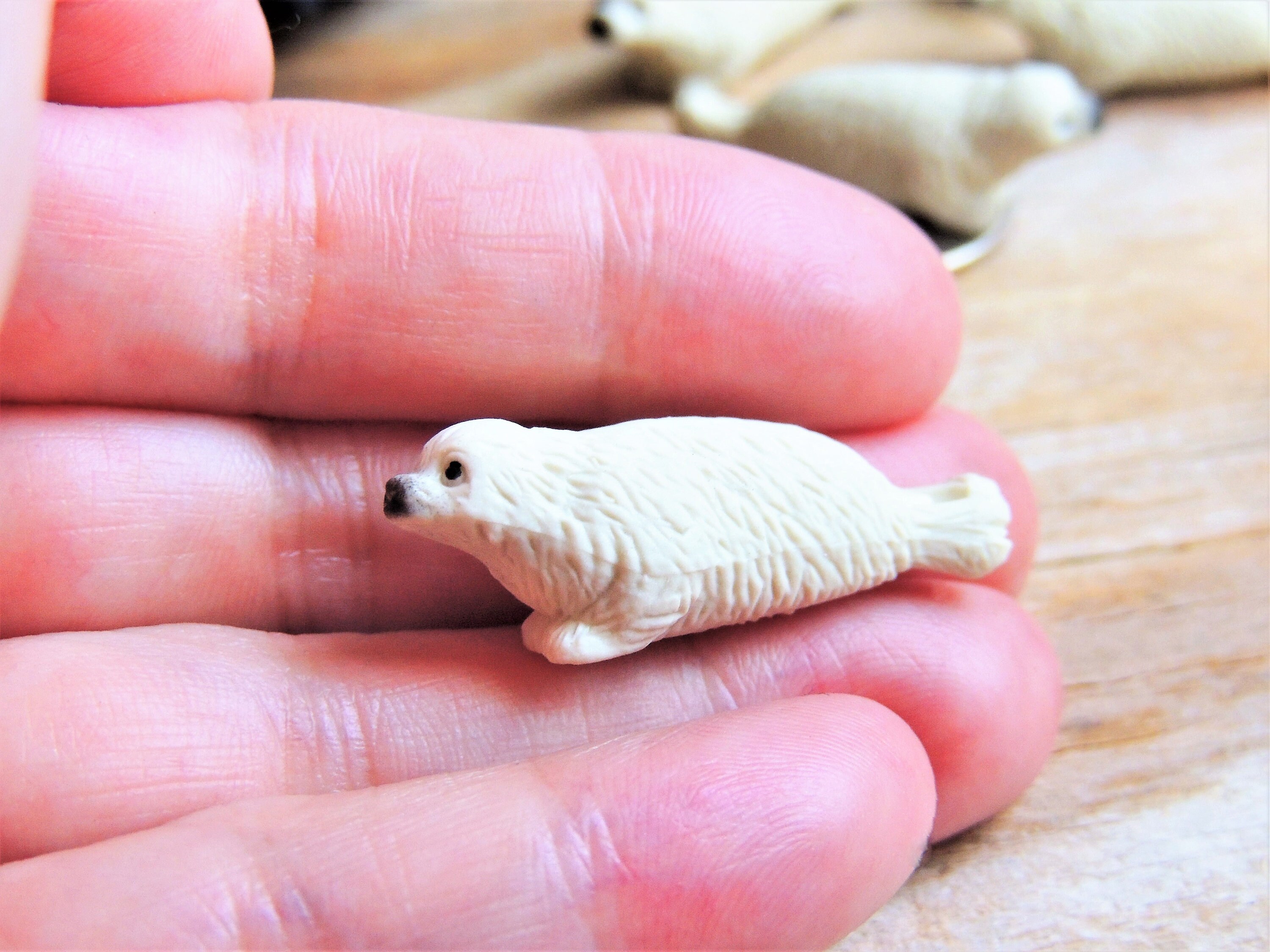 Tiny MINIATURE HARP SEAL Pup Animal Figurines Figures Terrarium Fairy ...