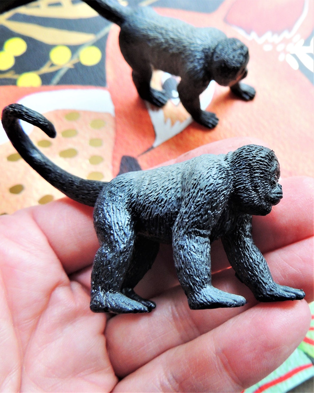 MINIATURE ANIMALS Woolly Monkey Plastic Animal Figure Figurines Fairy ...