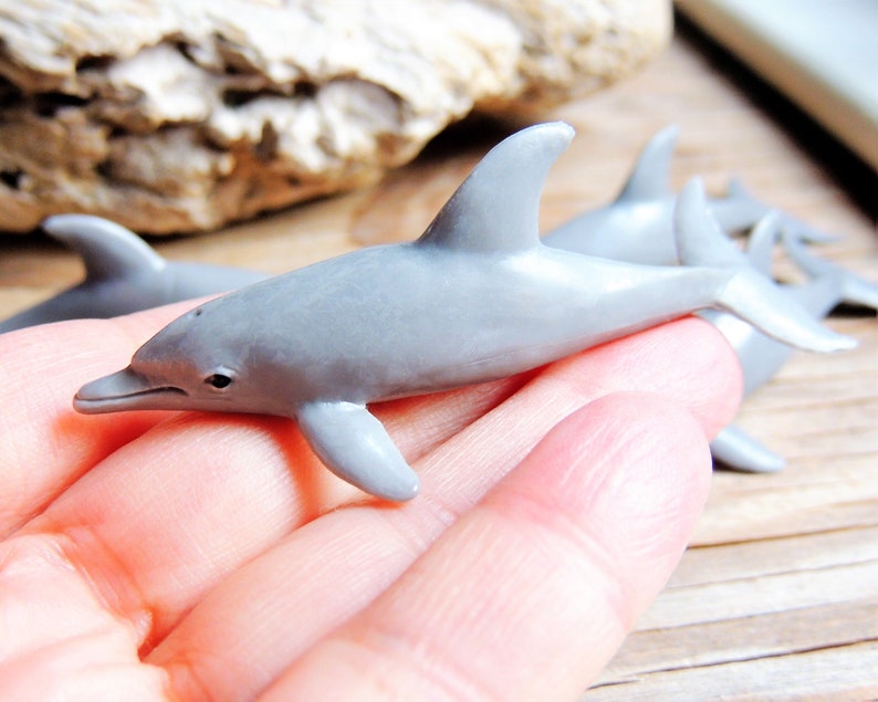 MINIATURE Animals Figures Figurine Bottlenose DOLPHIN Dollhouse Fairy ...