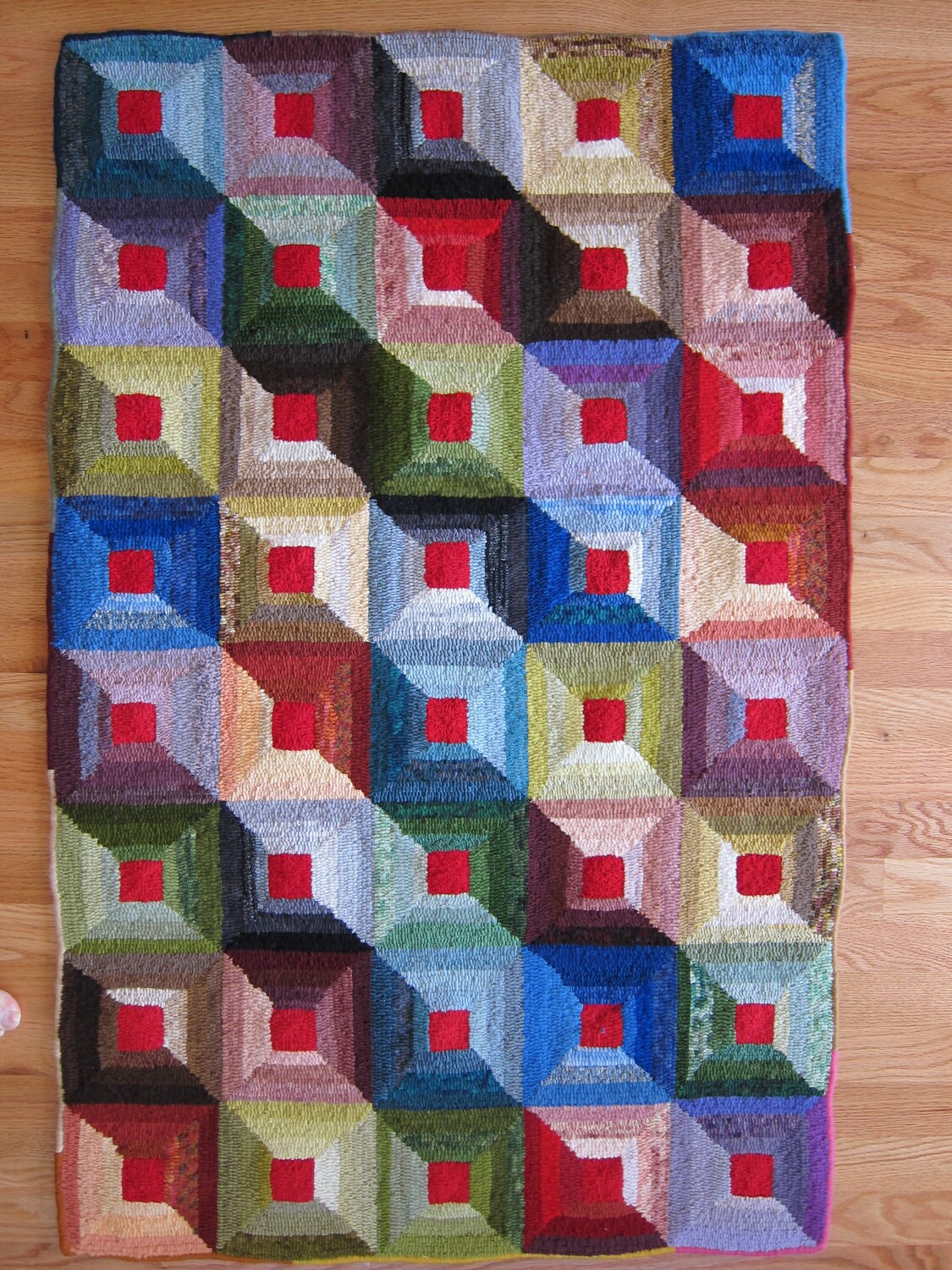Hooked Rug - Log Cabin Pattern - Etsy