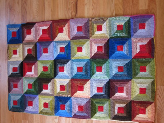 Hooked Rug Log Cabin Pattern | Etsy