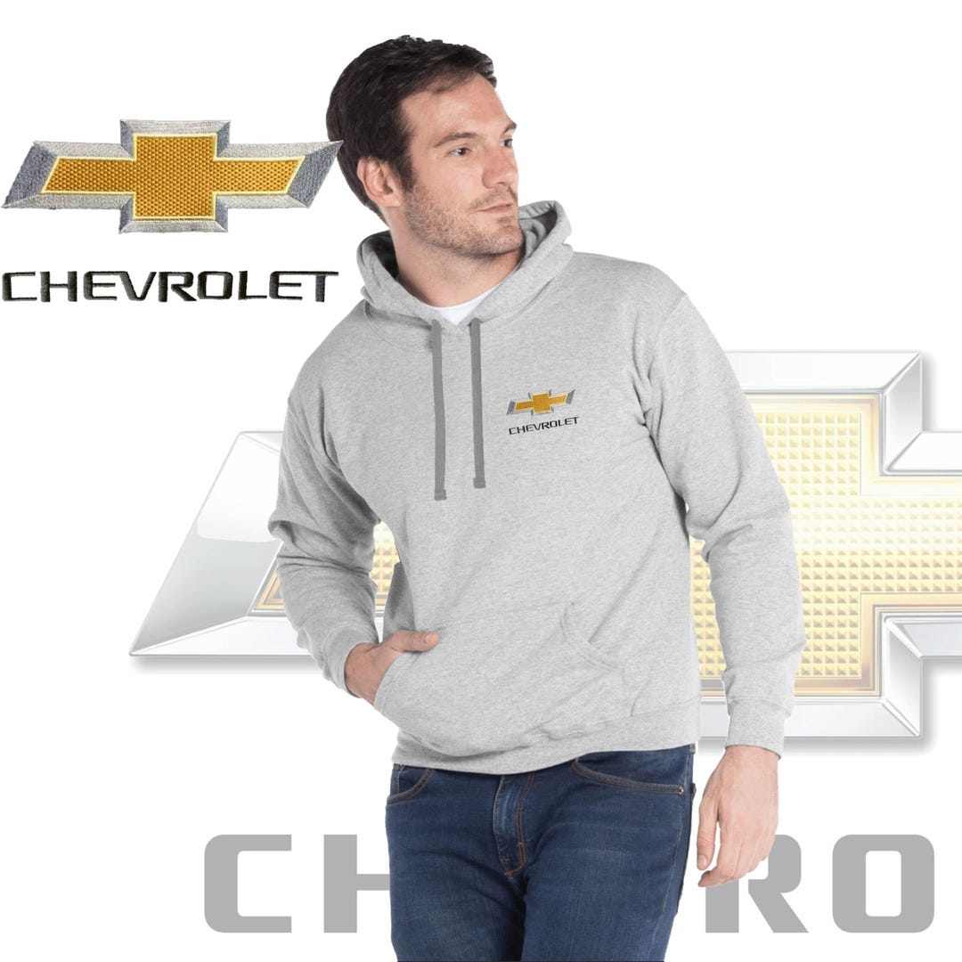 Sweatshirt Hoodie Chevrolet Logo With Pocket Pullover Cotton Polyester ...