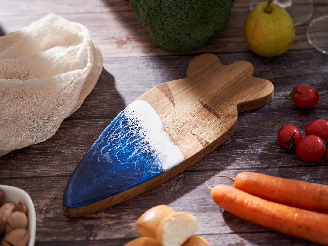 Resin Ocean Wave Cutting Board, Carrot Shape Wood Chopping Board ...