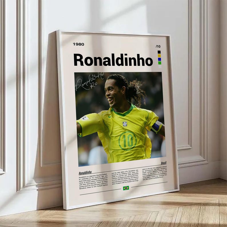 Ronaldinho Poster | FC Barcelona Legend Wall Art | Brazil Football Icon ...