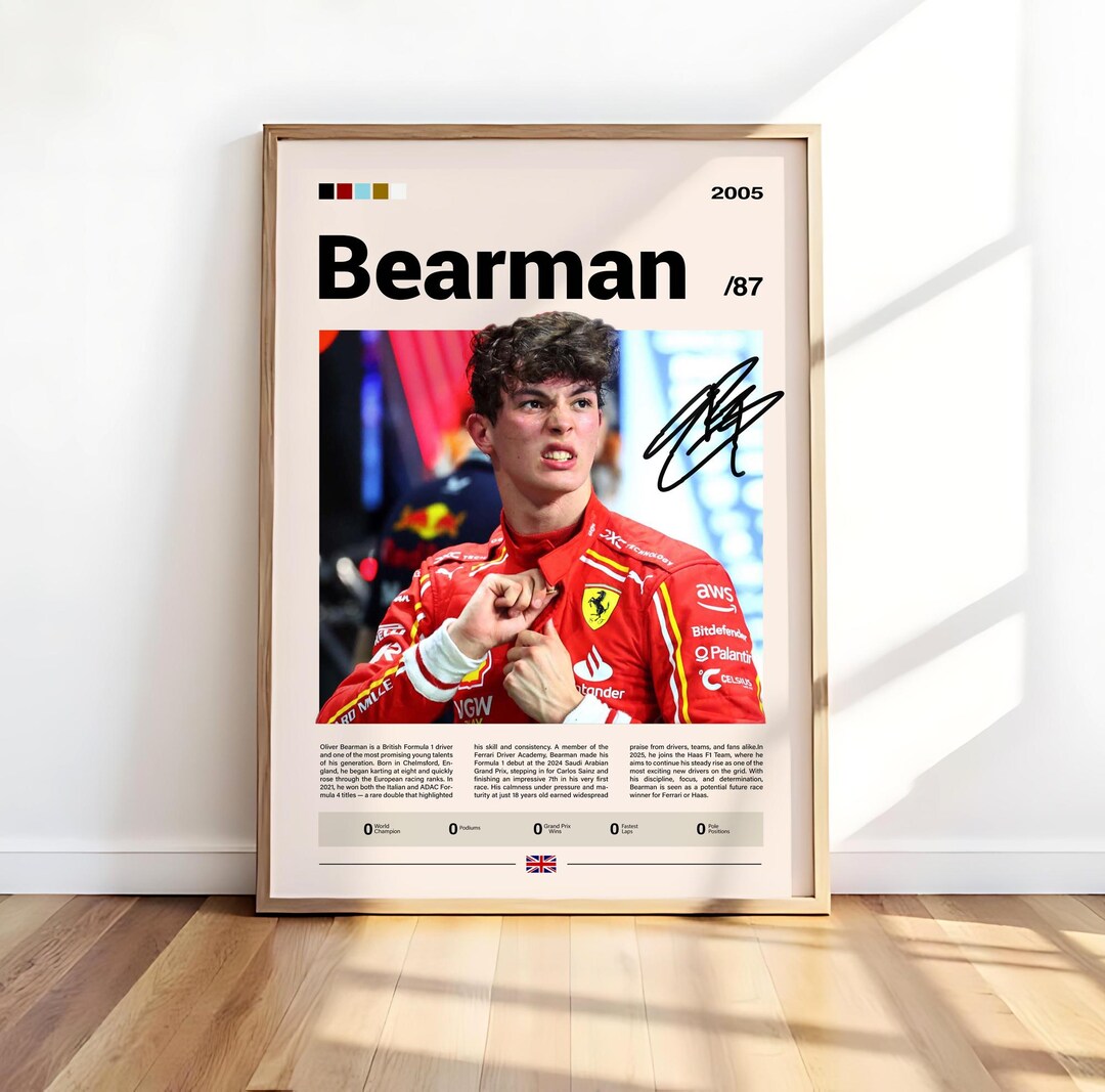 Oliver Bearman Wall Art – F1 Racing Poster - Etsy