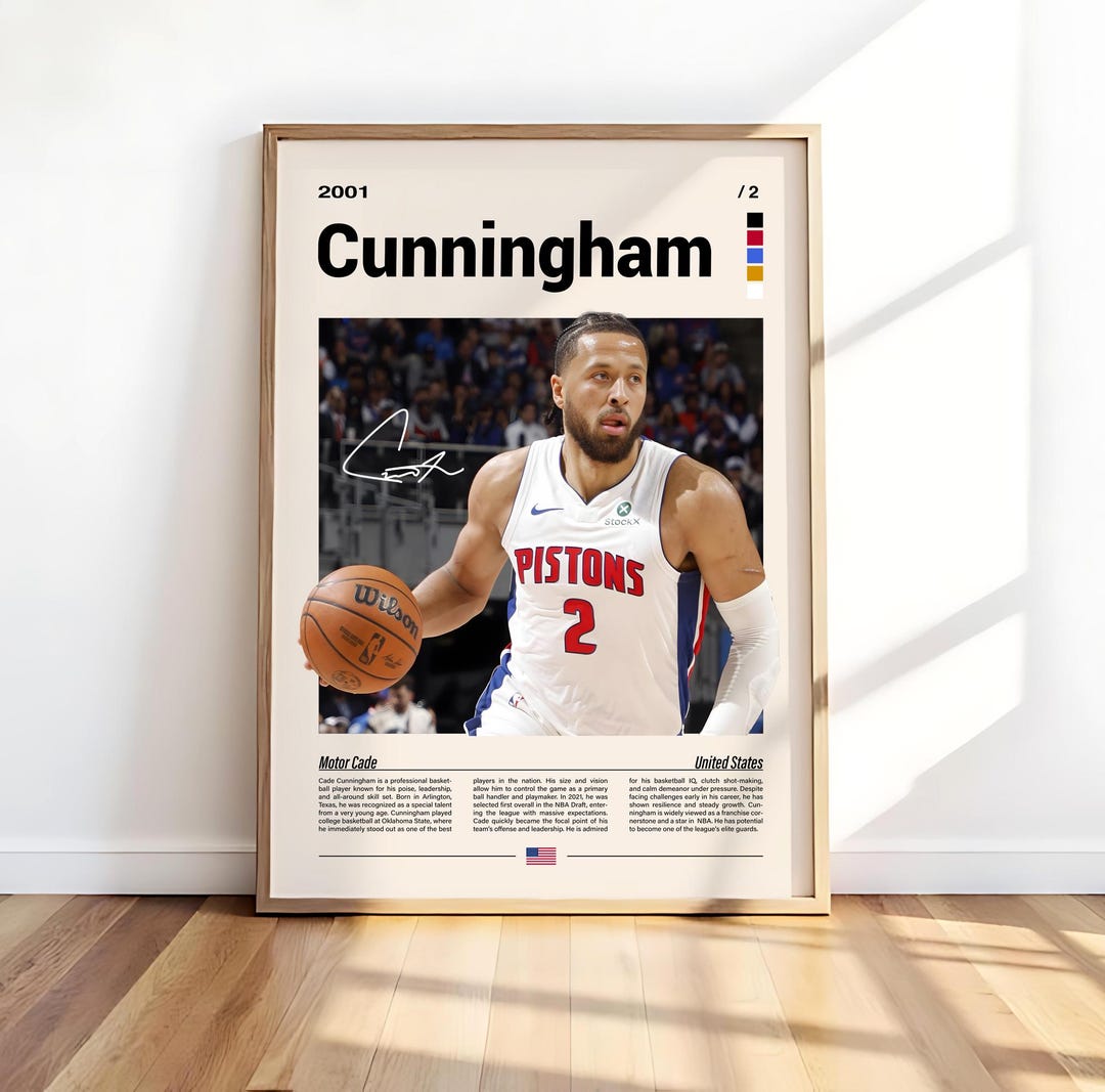 Cade Cunningham Poster Wall Art | NBA Basketball Print | Detroit ...