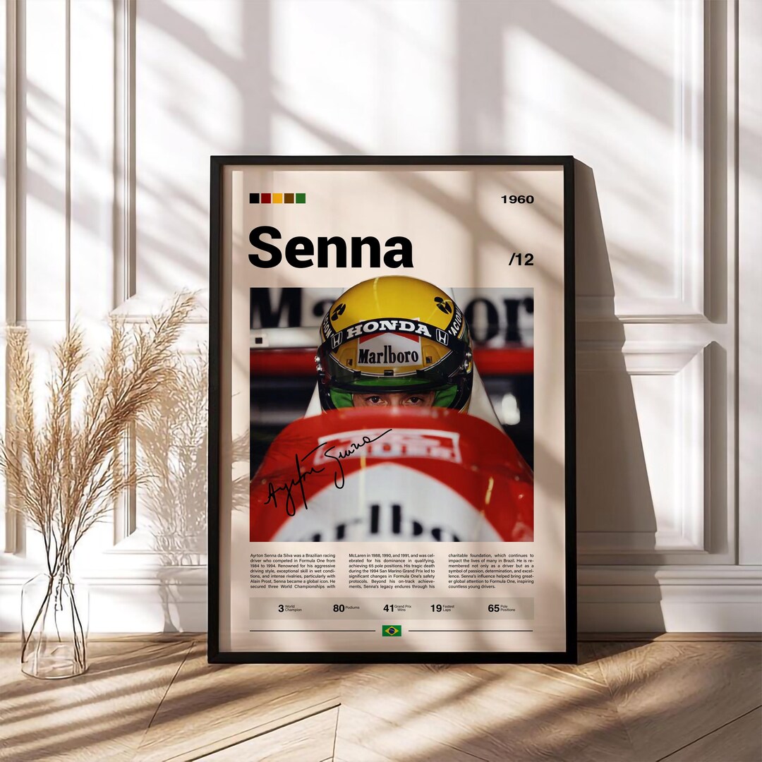 Ayrton Senna Wall Art, F1 Legend Poster, Formula 1 Racing Print, Senna ...