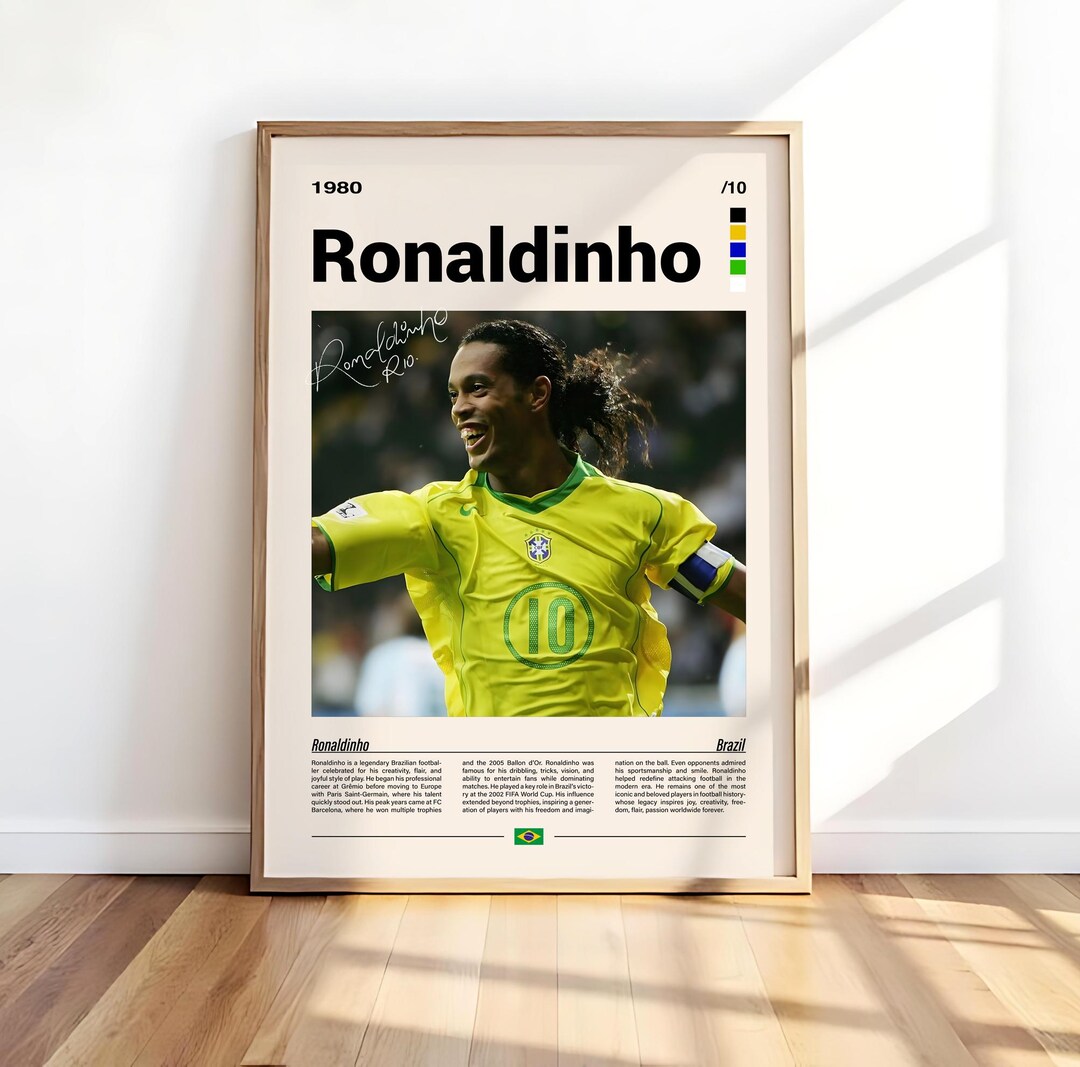 Ronaldinho Poster | FC Barcelona Legend Wall Art | Brazil Football Icon ...