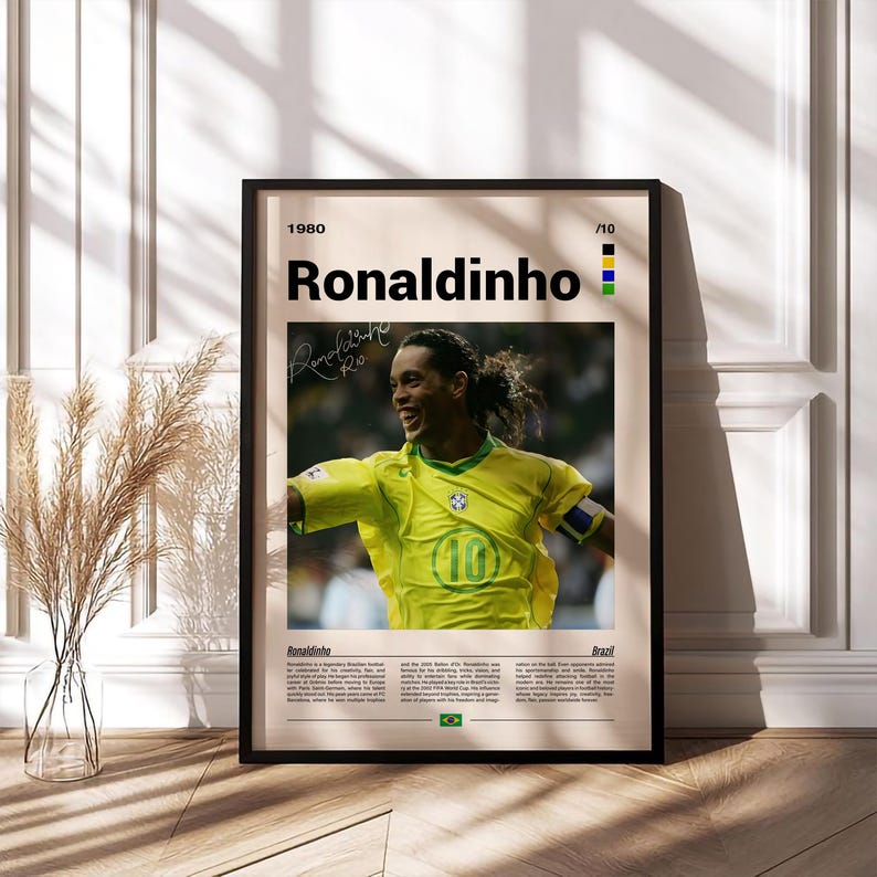 Ronaldinho Poster | FC Barcelona Legend Wall Art | Brazil Football Icon ...