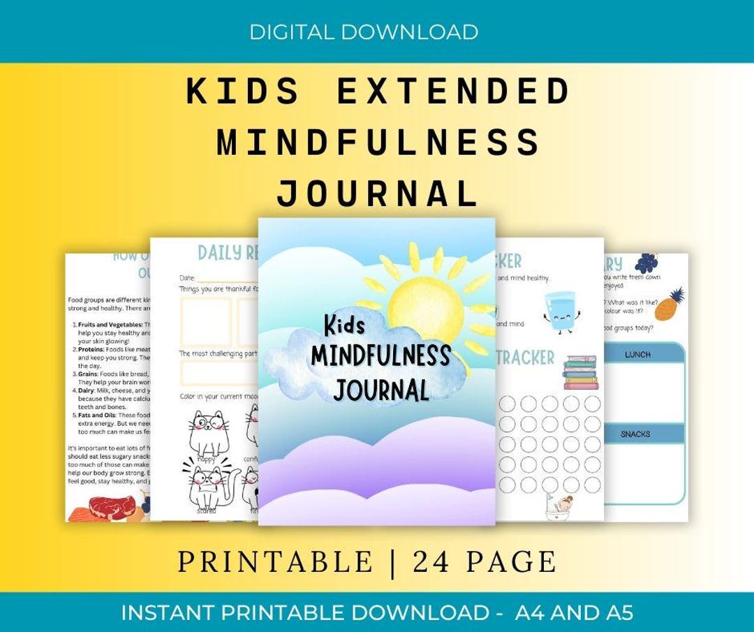 Kids' Mindfulness Journal Printable | 24-page Workbook for Gratitude ...
