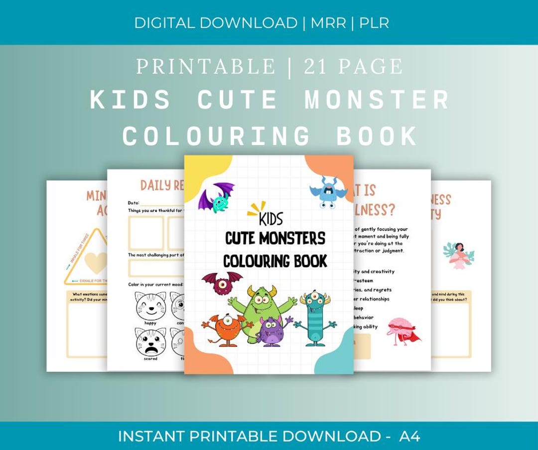 Kids Cute Monster Colouring Book Colouring Worksheets, Drawing for ...