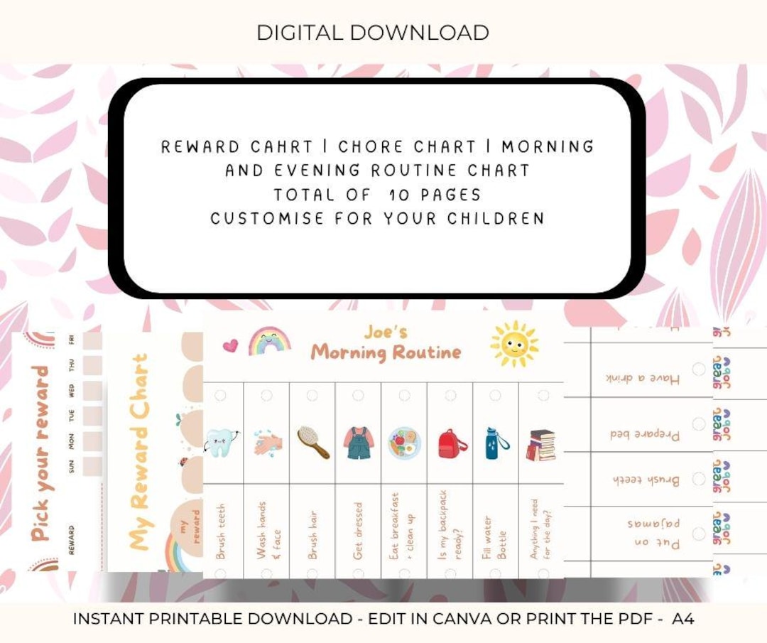 Reward Chart for Children | Get Ready Morning and Evening Routine ...