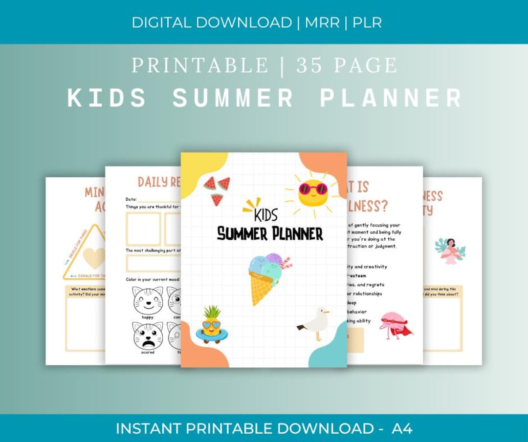 Kids Summer Planner, Summer Holiday Journal for Children, Educational ...