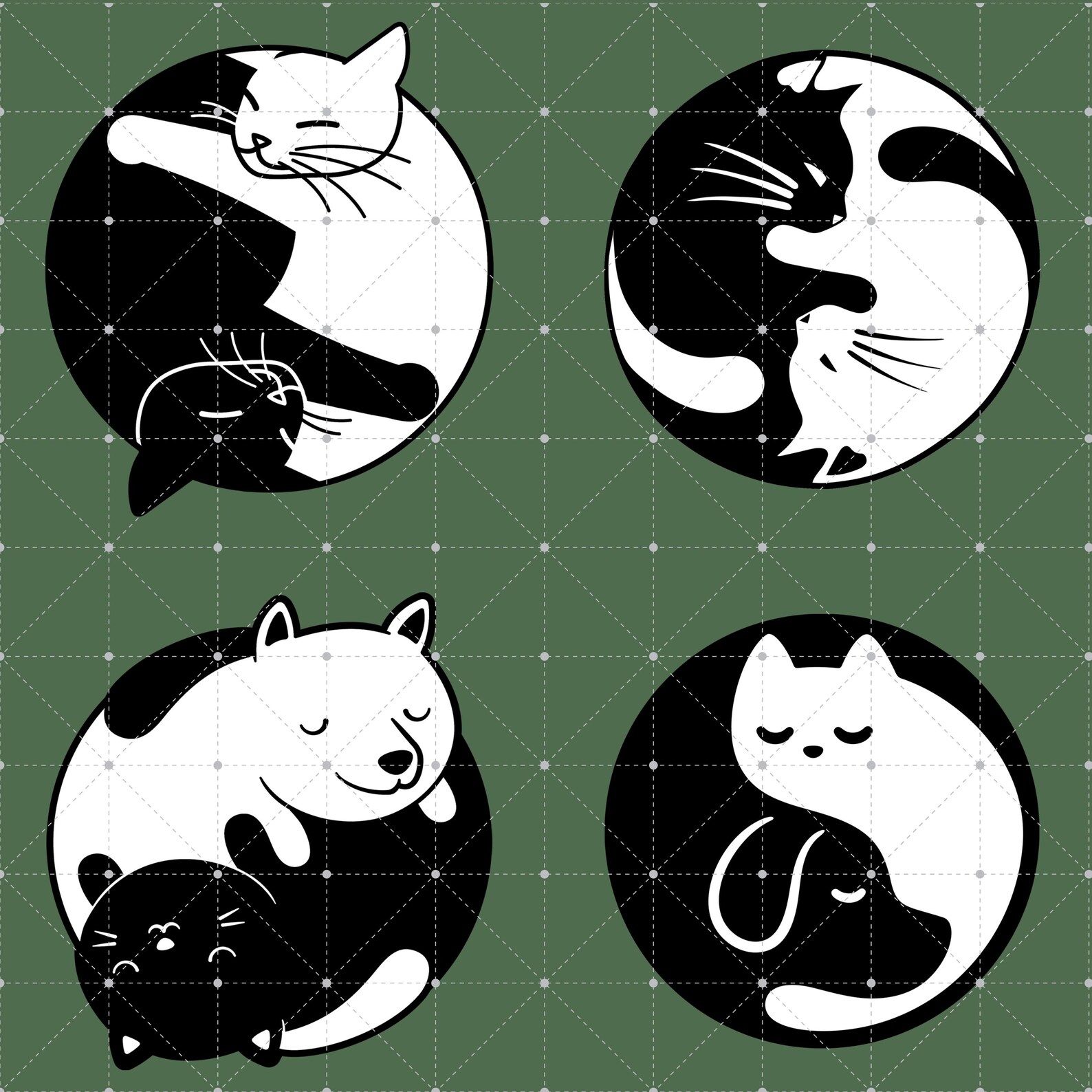 Yin Yang Cat Png, Yin Yang Dog Png, Yin Yang Sublimation Png, Black ...