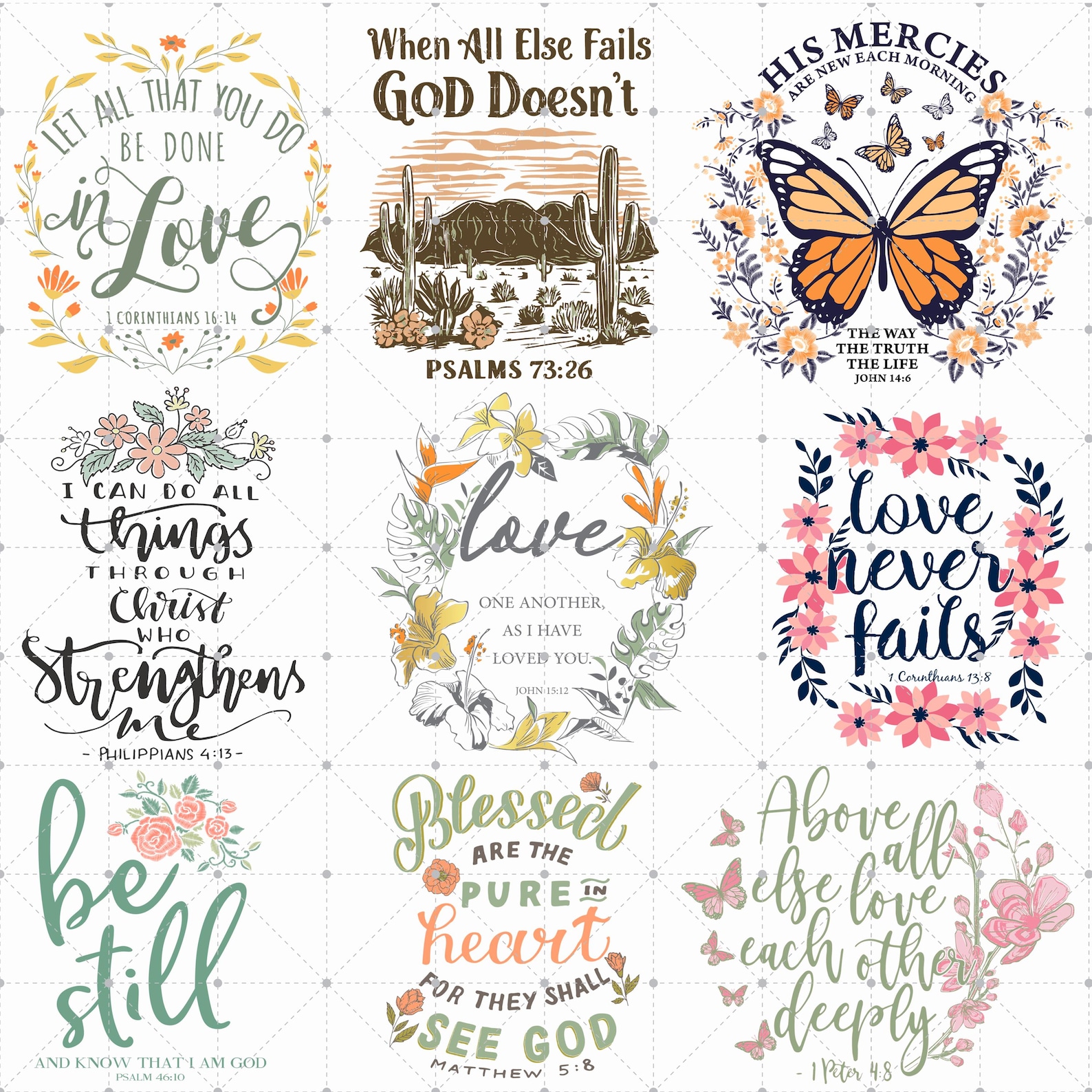Christian Bundle Png, Bible Verse Png, Floral Bible Verse Png ...