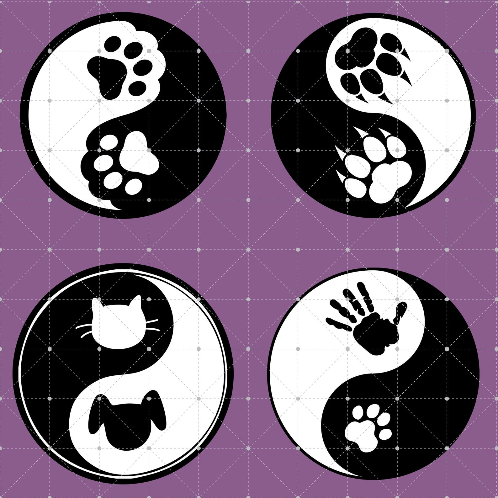 Yin Yang Cat Png, Yin Yang Dog Png, Yin Yang Sublimation Png, Black ...