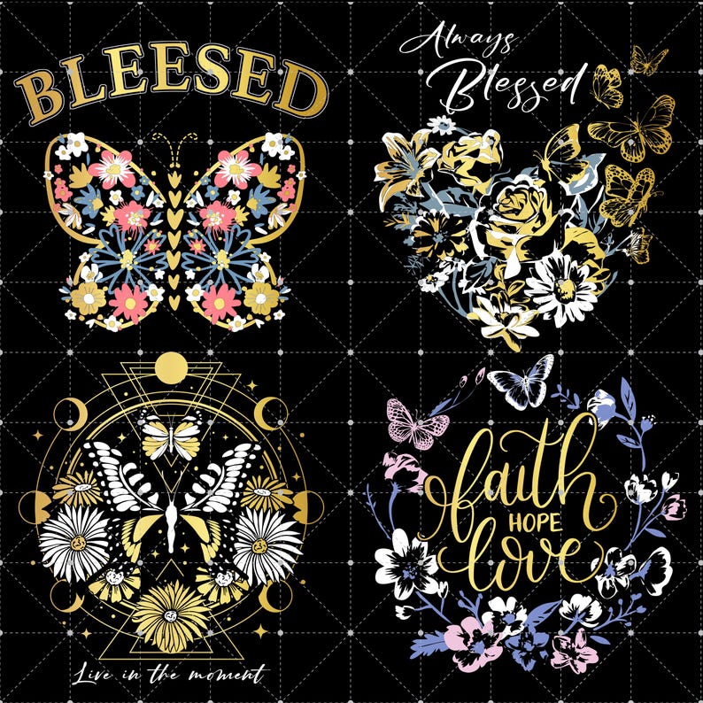 Flowers Butterfly Png, Retro Butterfly Png, Blessed Png, Sublimation ...