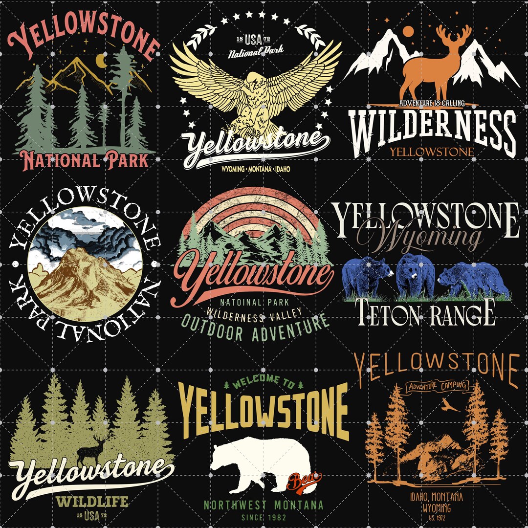 Yellowstone National Park Png, Vintage Yellowstone Png, Retro US ...