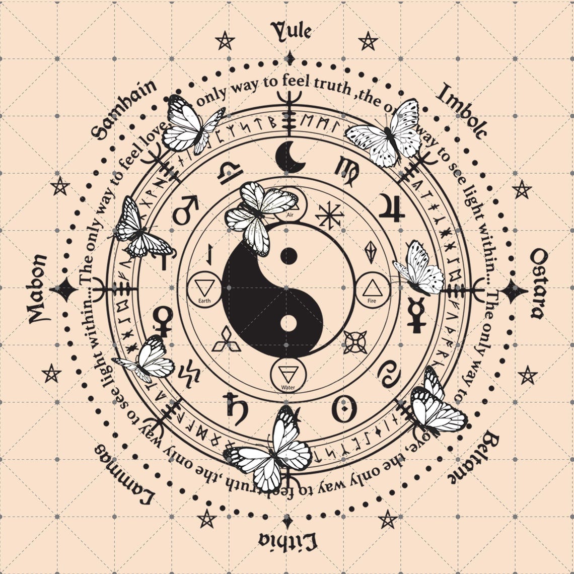 Yin Yang Bundle Png, Yin Yang With Butterflies Png, Retro Yin Yang Png ...