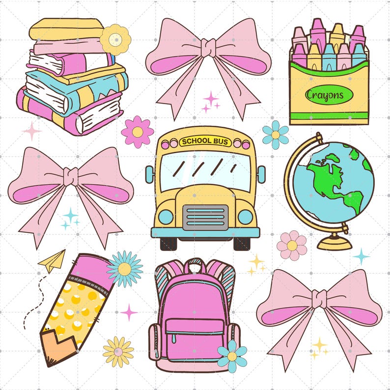 Back to School Sublimation Png, Back to School Coquette Bow Png ...