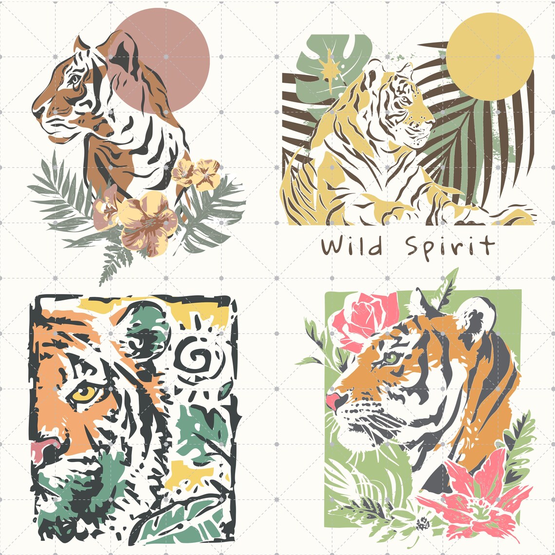 Tiger Sublimation Png, Tiger With Flowers Png, Retro Tiger T-shirts Png ...