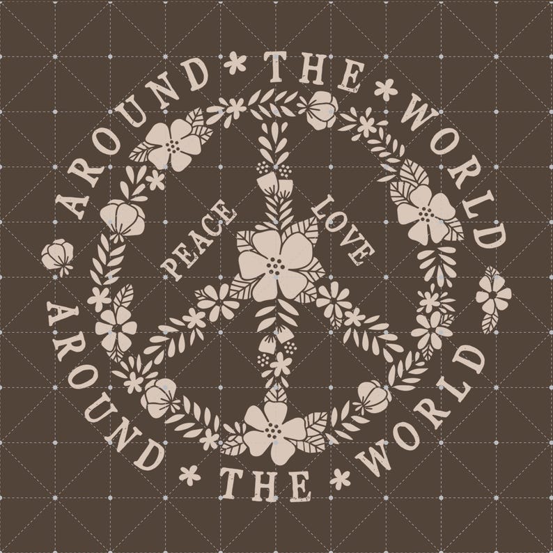 Floral Peace Png, Peace Sign Png, Peace Sign Bundle Png, Love and Peace ...