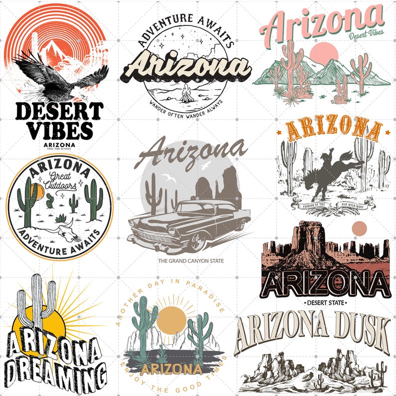 Retro Arizona Png, Western Png, Trendy Desert Png, Retro Png, Arizona ...