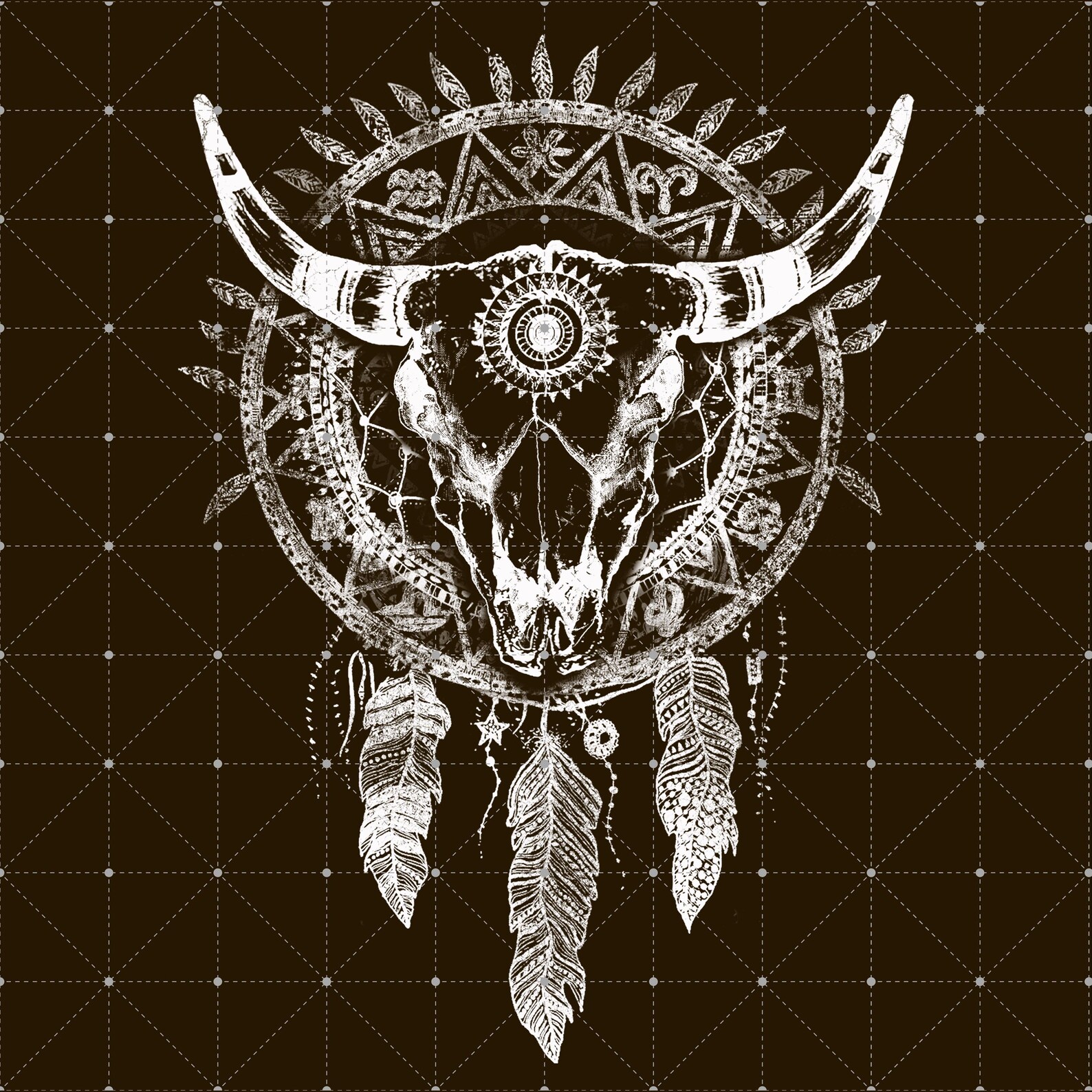 Bull Skull Png, Aztec Bull Skull Png, Boho Bull Skull Png, Bull ...