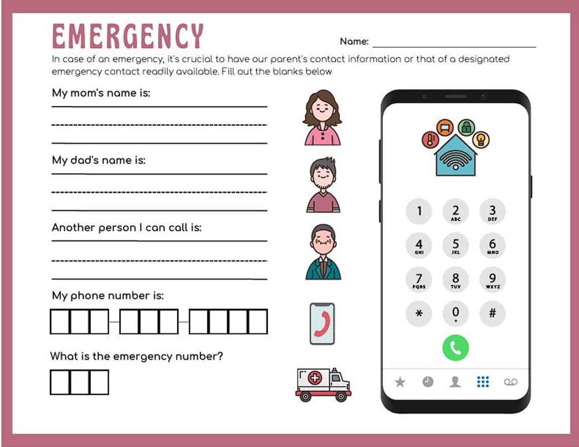 Emergency Contact Poster,safety Checklist Print,printable Emergency ...
