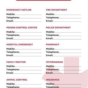Emergency Contact Poster,safety Checklist Print,printable Emergency ...