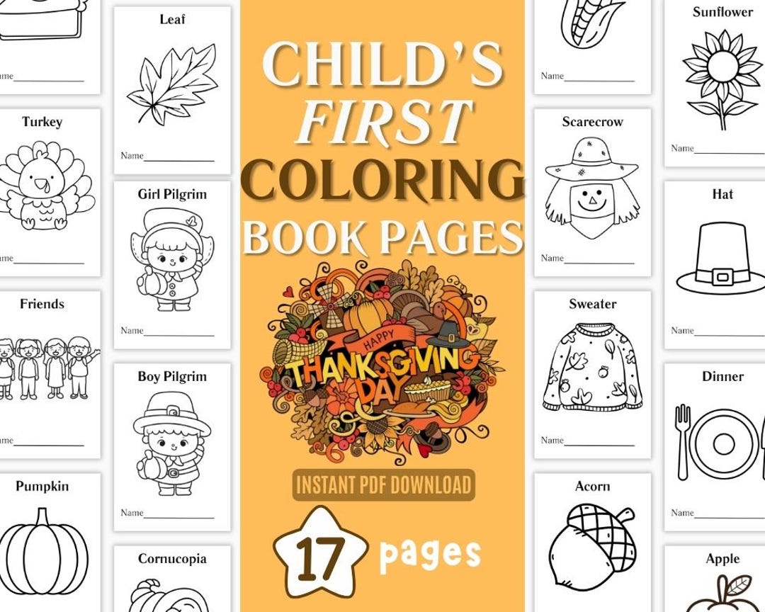 Thanksgiving Coloring Book | Kids Coloring Pages | Fall Printable ...