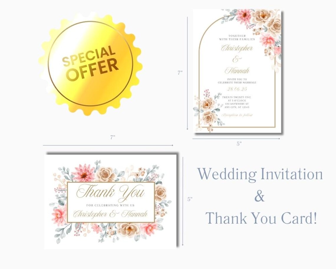 Wedding Invitation | Canva Template Download | Editable Invitation ...
