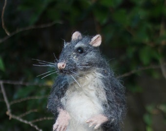 Needle Felted Animal, Needle Felted Rat, Naked Mole Rat, Posable Toy ...