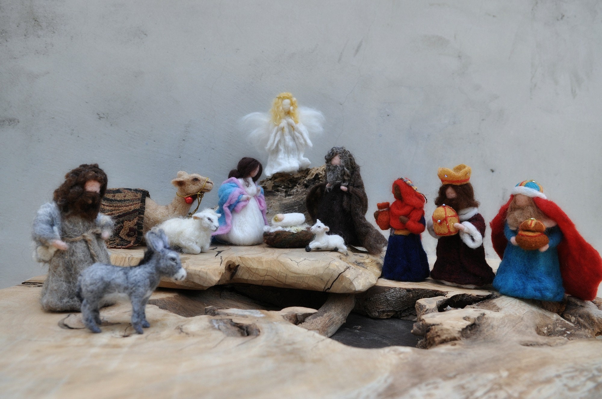 Needle felted nativity. Felted nativity.Nativity set 12 pc. | Etsy