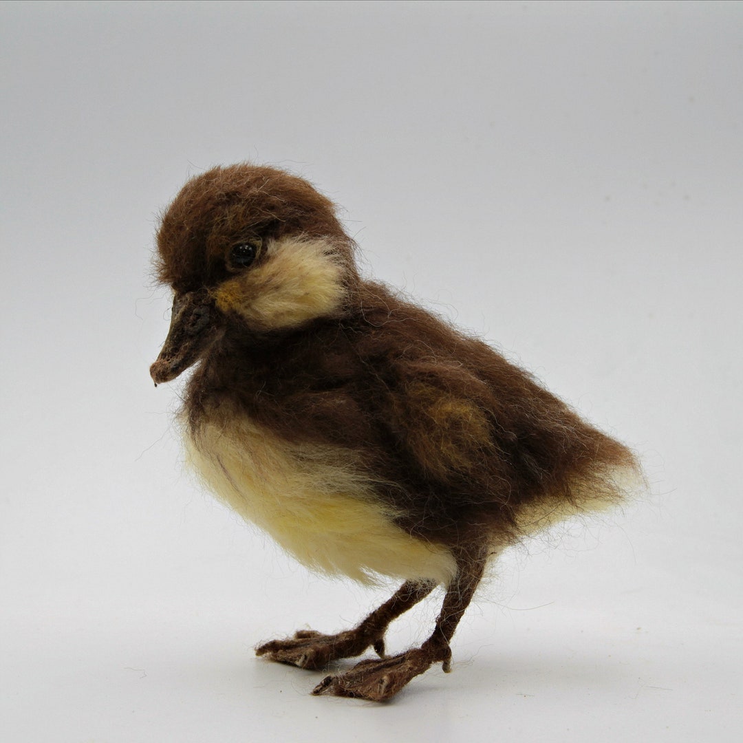 Needle Felted Bird. Wild Duckling . Wool Sculpture. Needle Felted Brown ...