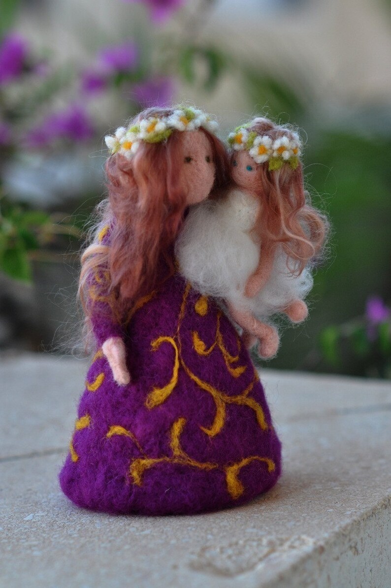 Needle Felted Waldorf Doll. Mother and Child Standing Doll. | Etsy