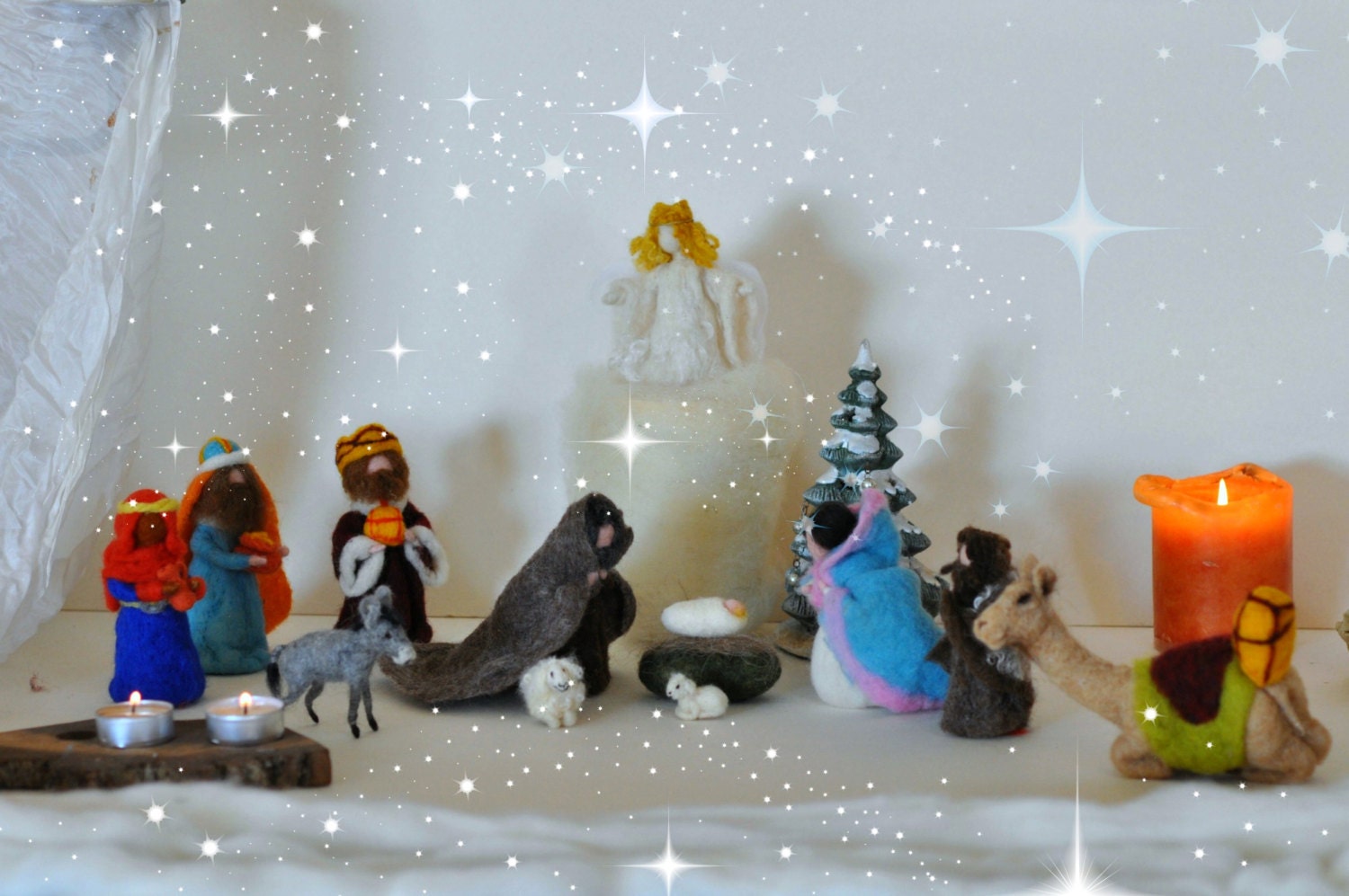 Needle felted nativity. Felted nativity.Nativity set 12 pc. | Etsy