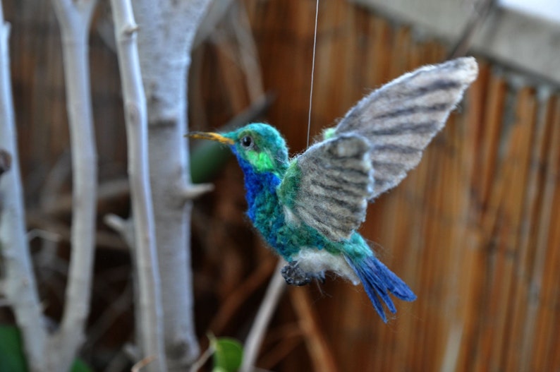 Needle Felted Animals. Felted Bird. Green Violetear Hummingbird. - Etsy