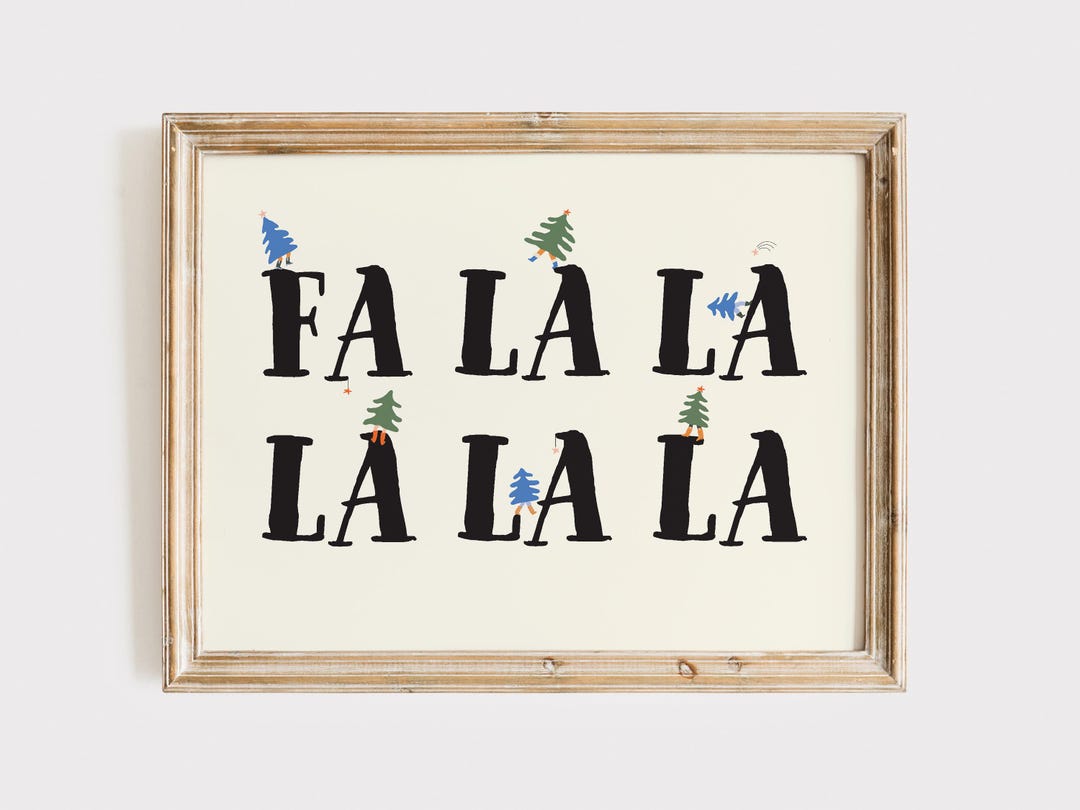 Falala Christmas Tree Horizontal Print, Digital Download MCM Wall Art ...