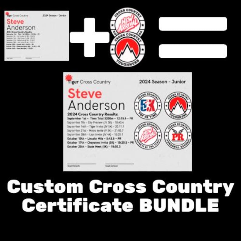 Cross Country Certificate + Badges Bundle - Etsy