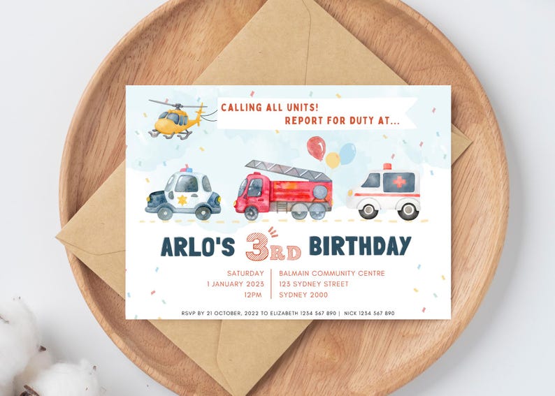 Editable Rescue Team Birthday Party Invitation Template, Rescue Team ...