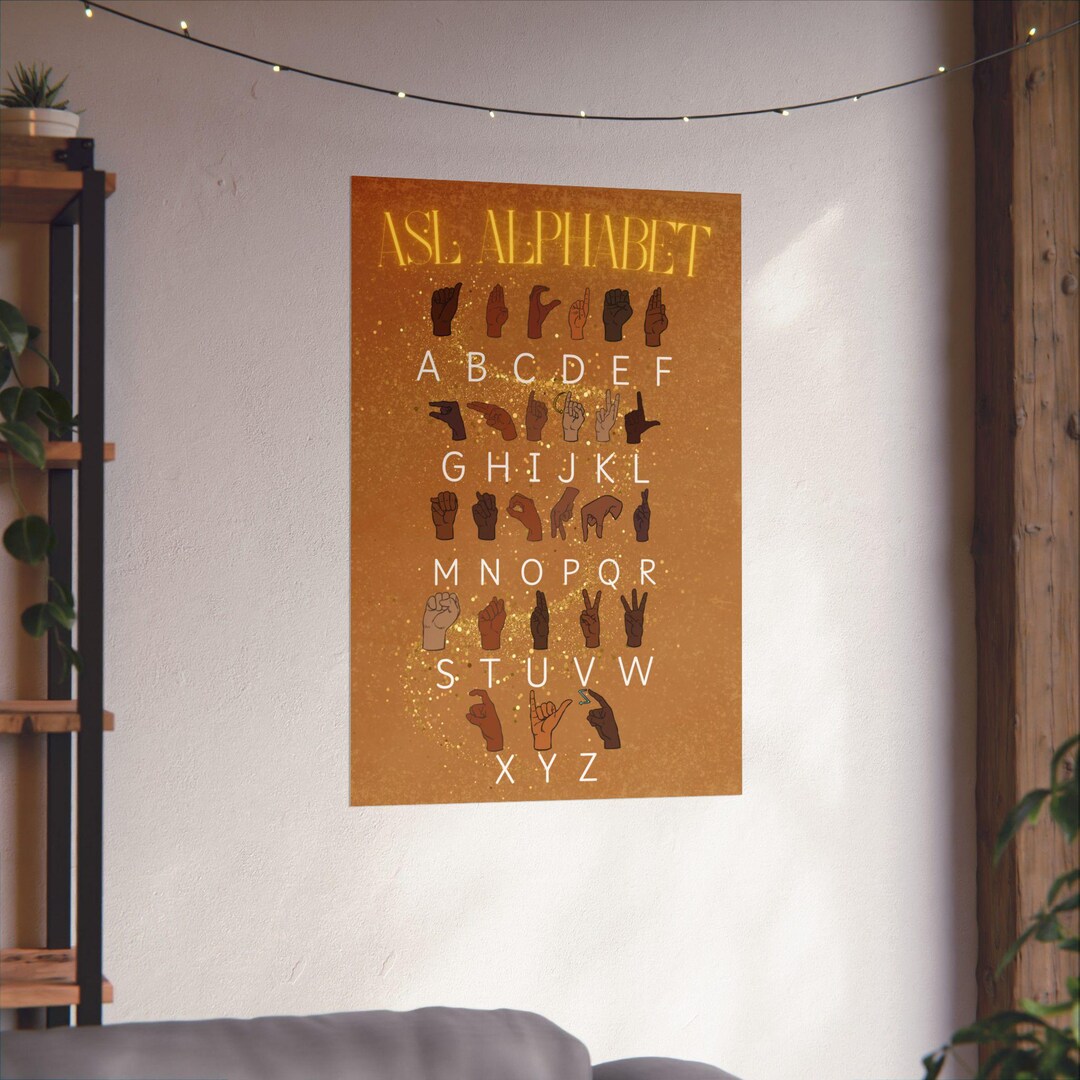 Vertical Posters, ASL Black Hand Letters and Alphabet Teaching Glitter ...