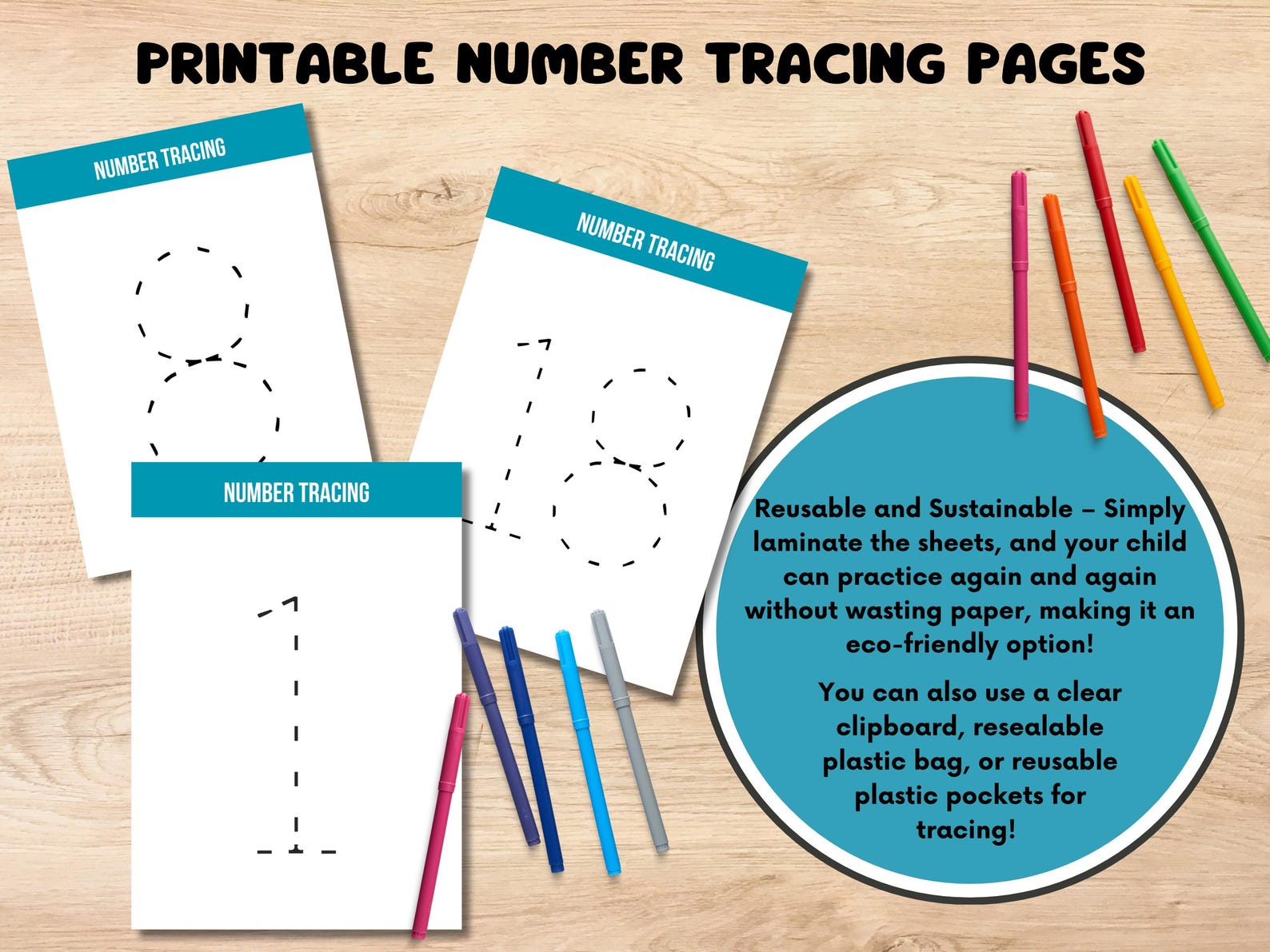 Number Tracing Worksheets 1-20, Homeschool Printable, Download Activity ...