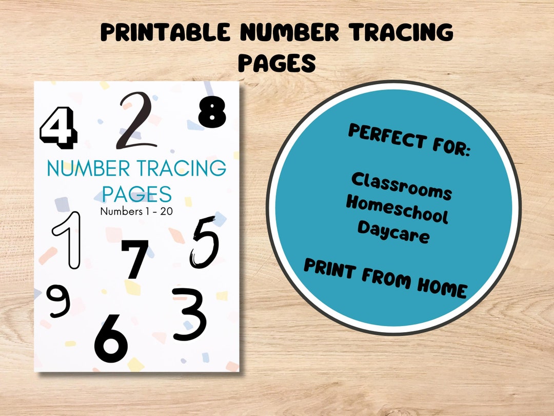 Number Tracing Worksheets 1-20, Homeschool Printable, Download Activity ...