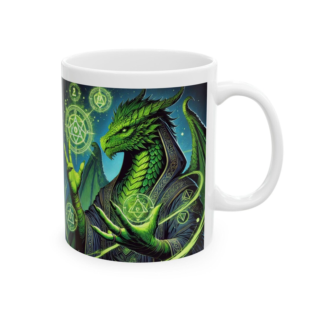 Green Dragonborn Warlock Ceramic Mug, 11oz, 15oz - Etsy
