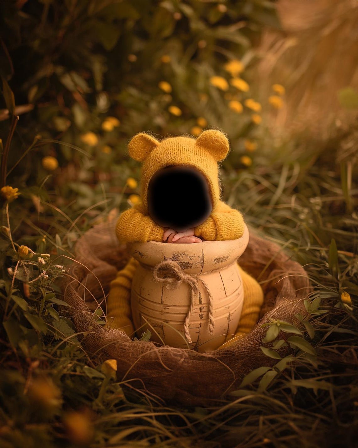 Newborn Digital Backdrop - Honey Pot Scene With Face Poppet ...